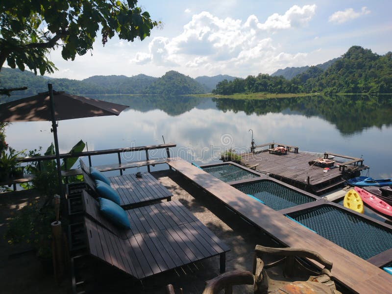 Simple Resort Accommodation in the Dam Stock Image - Image of home ...