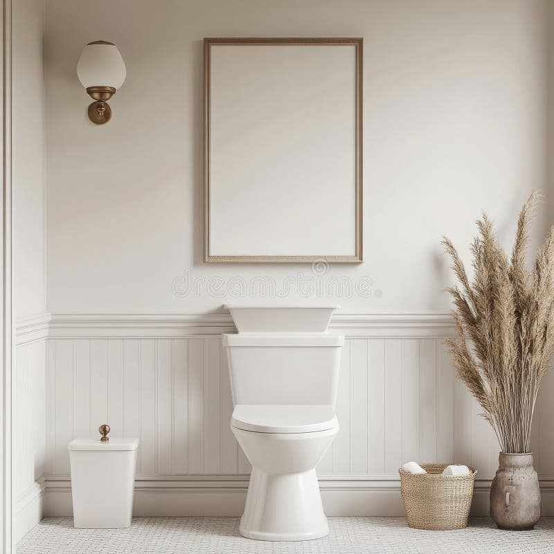 Simple Restroom with a White-walled Textured Background in Interior ...