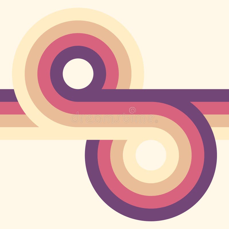 Simple Retro Vintage 70s Background with Rounded Striped Design Element ...