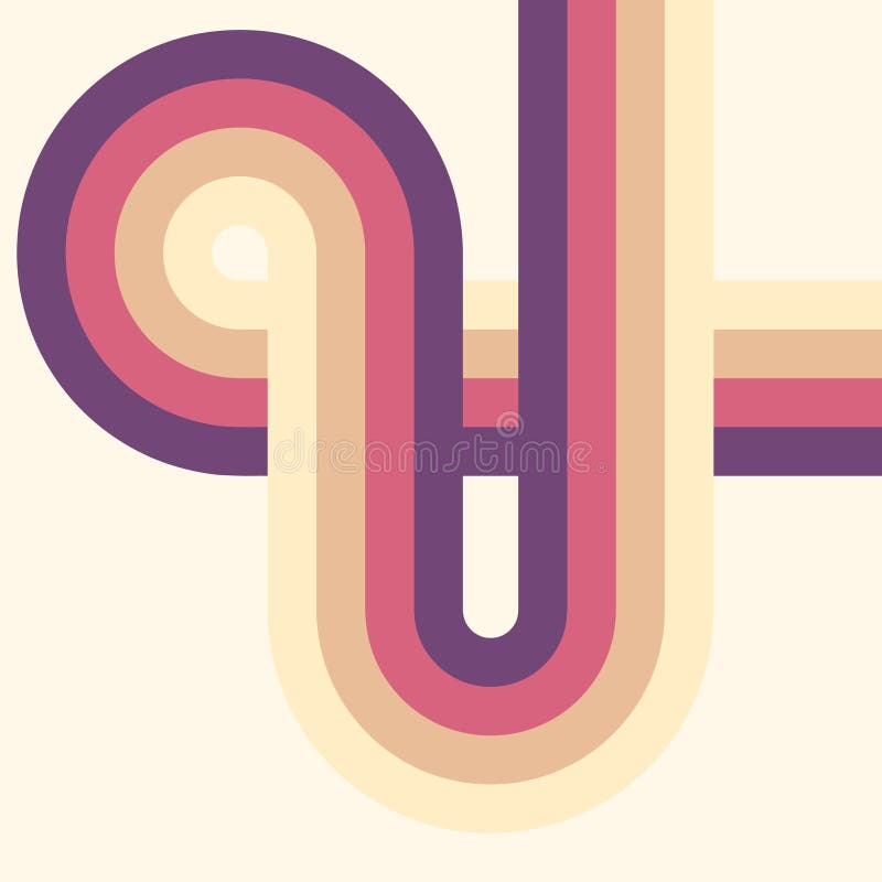 Simple Retro Vintage 70s Background with Rounded Striped Design Element ...