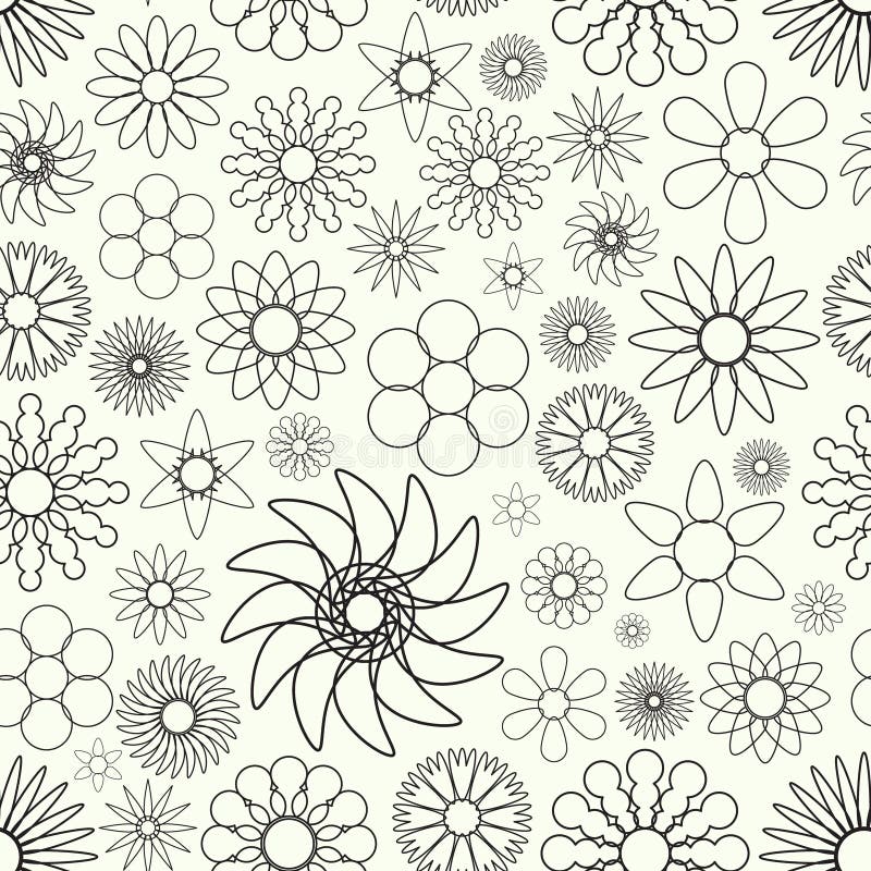 Simple Retro Small Flowers Outline Seamless Black Pattern Eps10 Stock ...