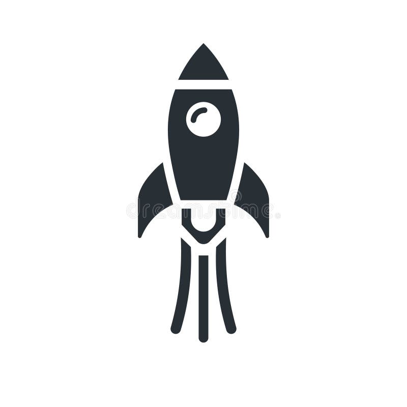 Simple Retro Spaceship Icon. Cartoon Rocket Spaceship Take Off. Stock ...