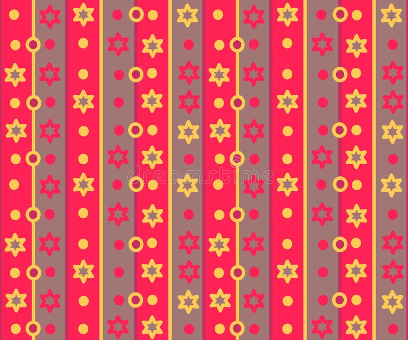 Simple Retro Striped Pattern with Stars and Circles Stock Illustration ...