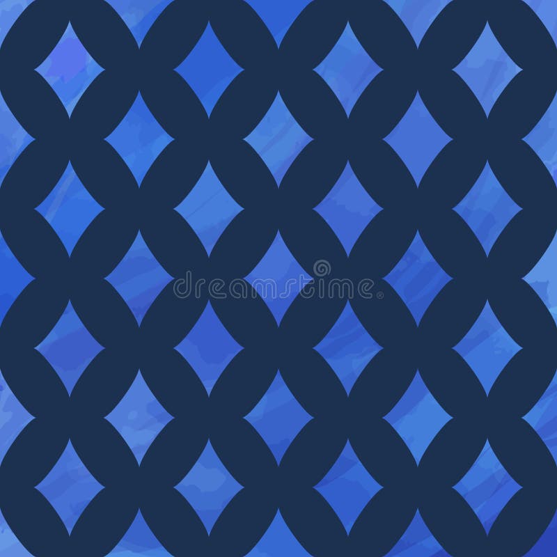 A Simple Rhombus Pattern with a Blue Watercolor Texture. Stock Vector ...