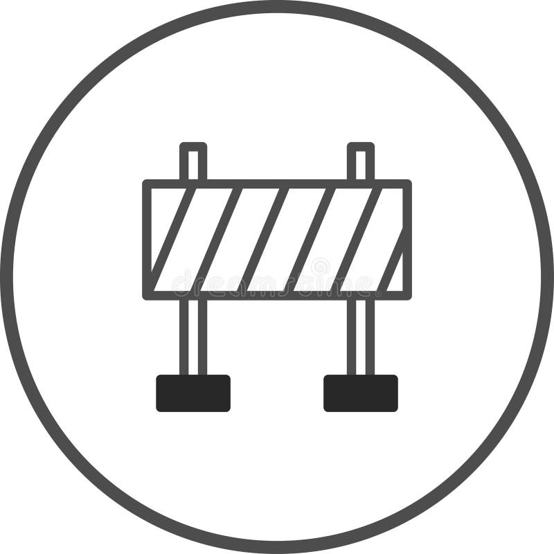 Simple Road Closure Icon Illustration in Gray Scale Featuring Barrier ...