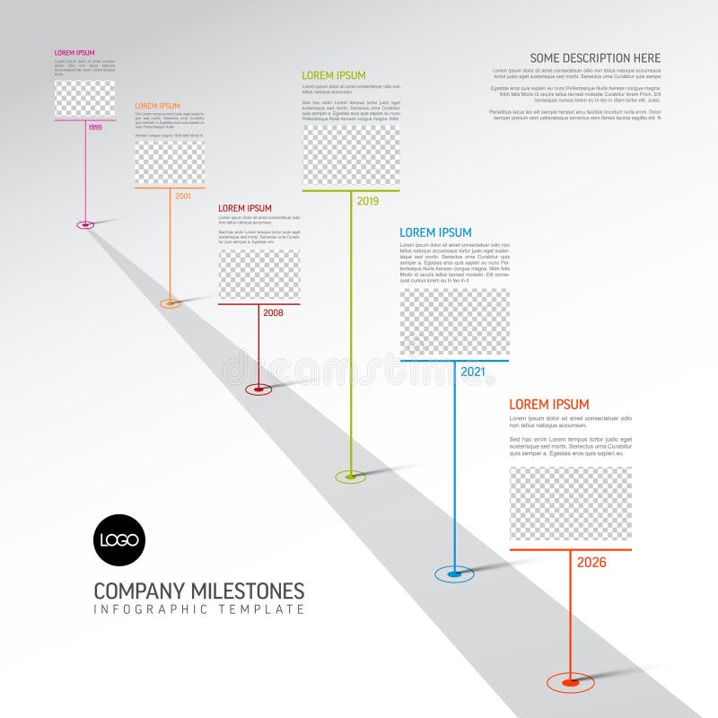 Simple Road with Pointers and Photo Placeholders Time Line Template ...