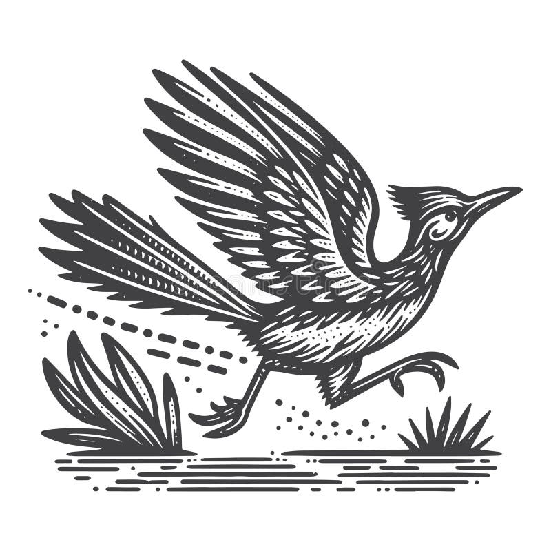 Retro Roadrunner Flying Vector Icon Design. Stock Vector - Illustration ...