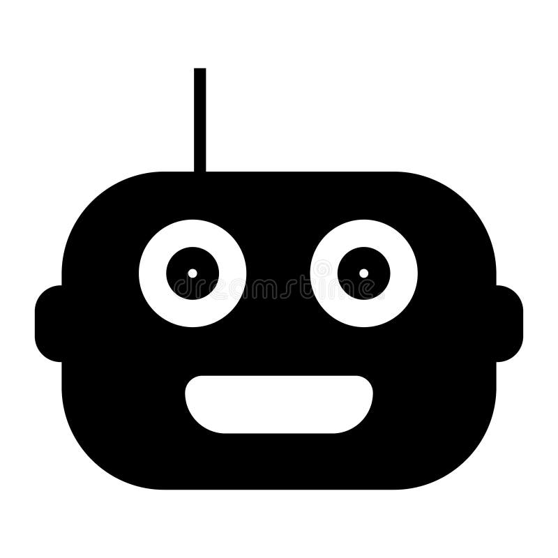 Simple Robot Head Silhouette Isolated on White. Stock Vector ...