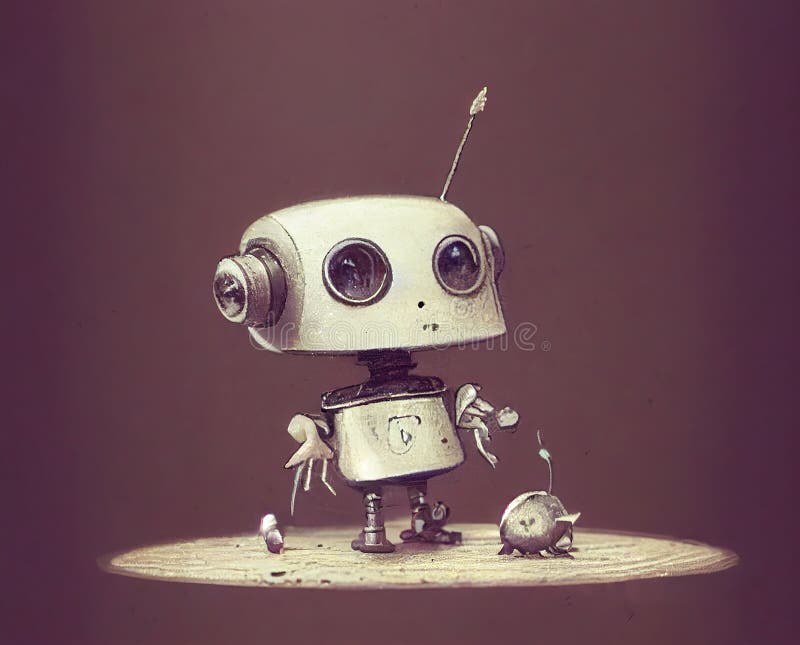 Simple Robot Illustration with Brown Background, Ai Generated Image ...