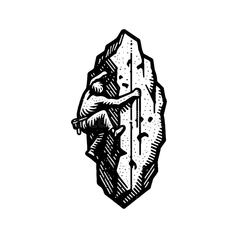 Simple Rock Climber Vintage Logo Retro Illustration Design. Stock ...