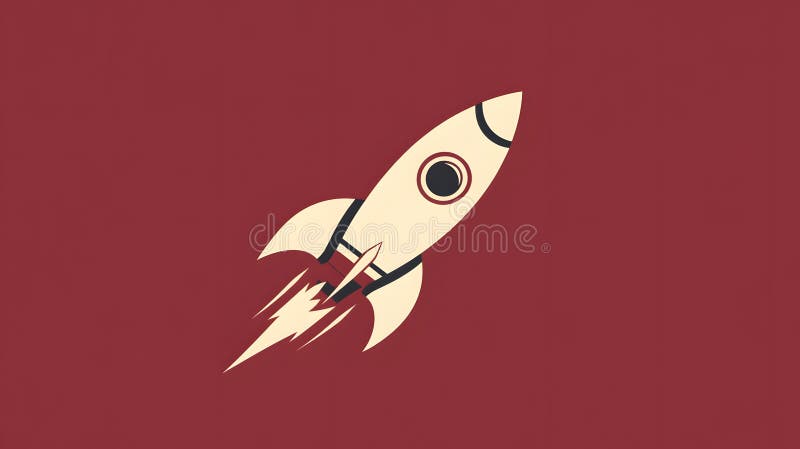 Simple Rocket Outline with Pink Exhaust Against Maroon Ai Generated ...