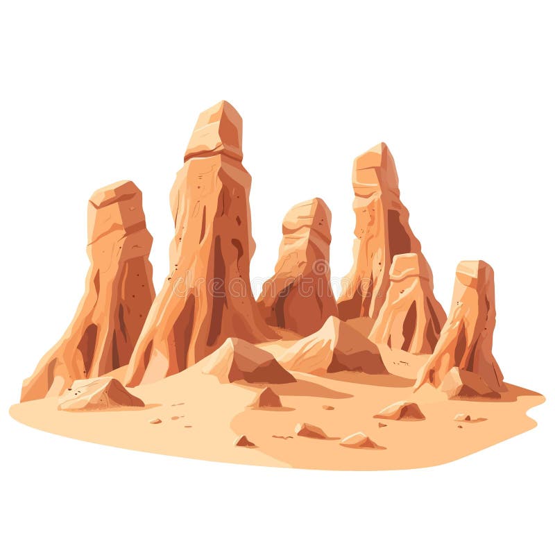 Simple a Rocky Desert Landscape with Unique Rock Formations. Flar ...