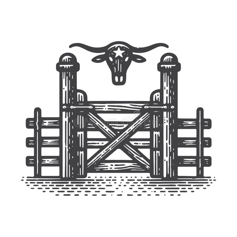 Rodeo Gate Icon Vintage Retro Logo Illustration Vector Design. Stock ...
