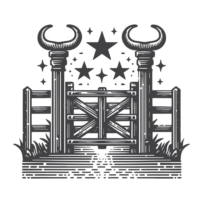 Rodeo Gate Vector Icon Vintage Retro Logo Illustration Design. Stock ...