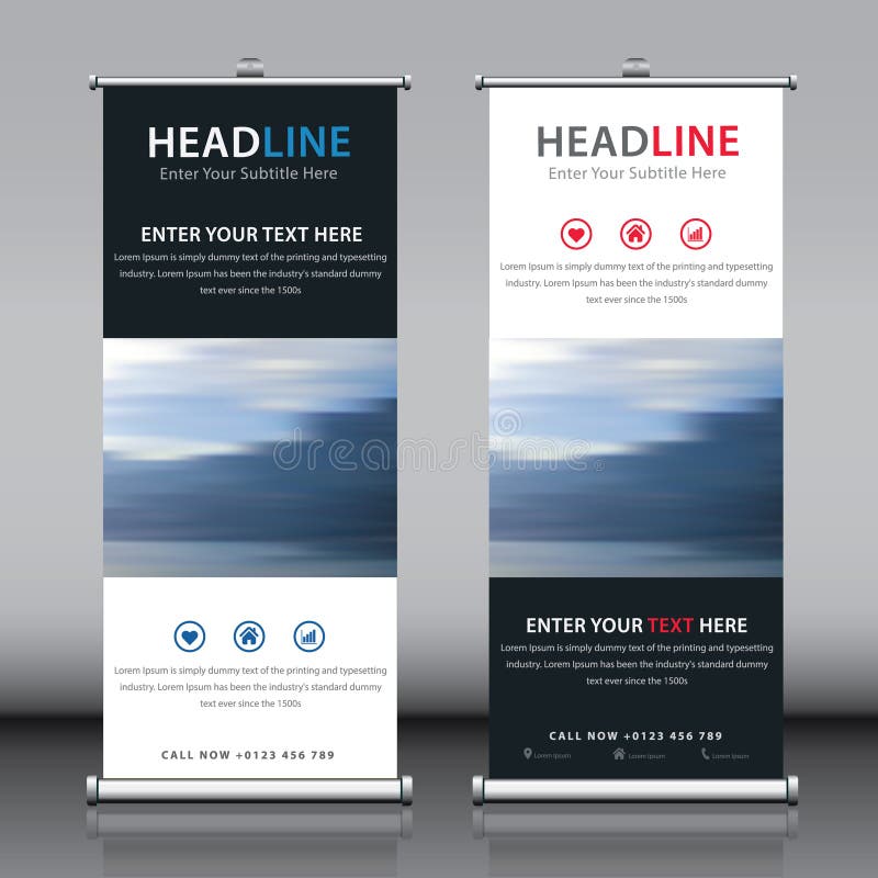 Simple Roll Up Banner Vector Design Template Collection with Black ...