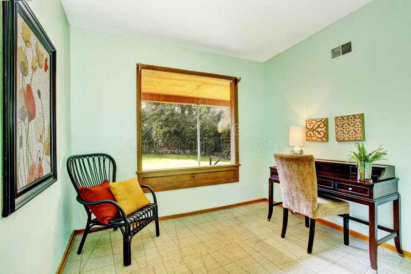 Simple Room with Desk and Chairs Stock Photo - Image of window ...