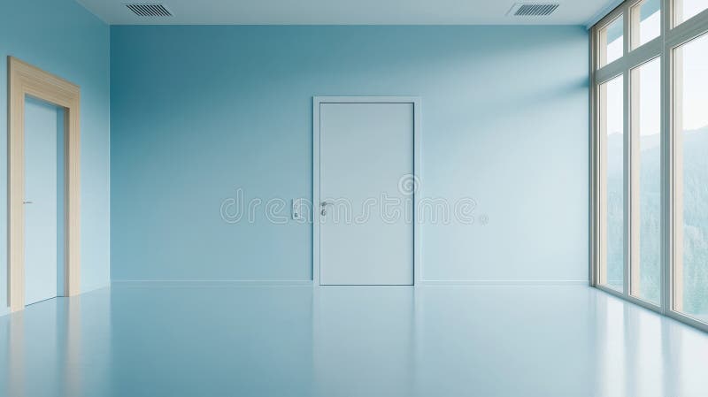 A Simple Room Featuring a Door and a Window, Highlighting Basic ...