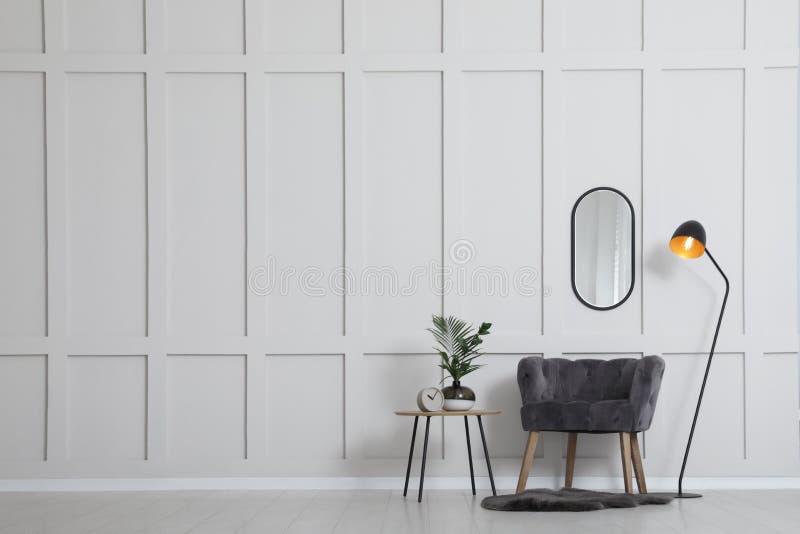 Simple Room Interior with Comfortable Armchair, Decor Elements and ...