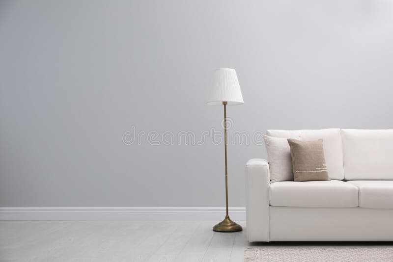 Simple Room Interior with Comfortable White Sofa, Space for Text Stock ...