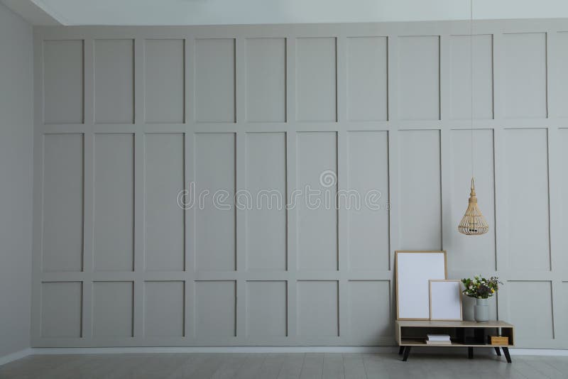 Simple Room Interior with Console Table, Decor Elements and Empty Wall ...