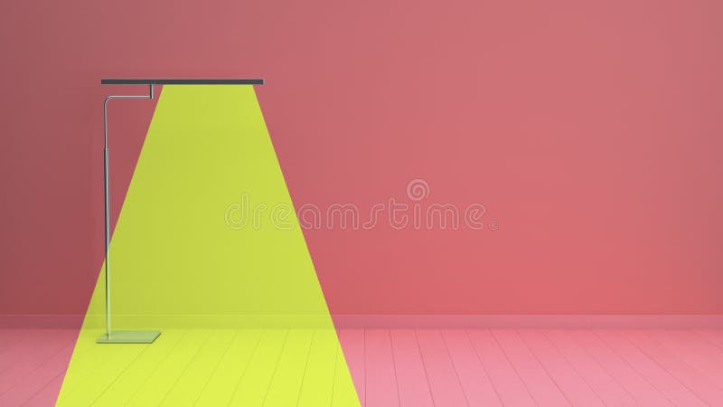 Simple Room Interior Render with Modern Lamp and Fake Light on Wall 3d ...