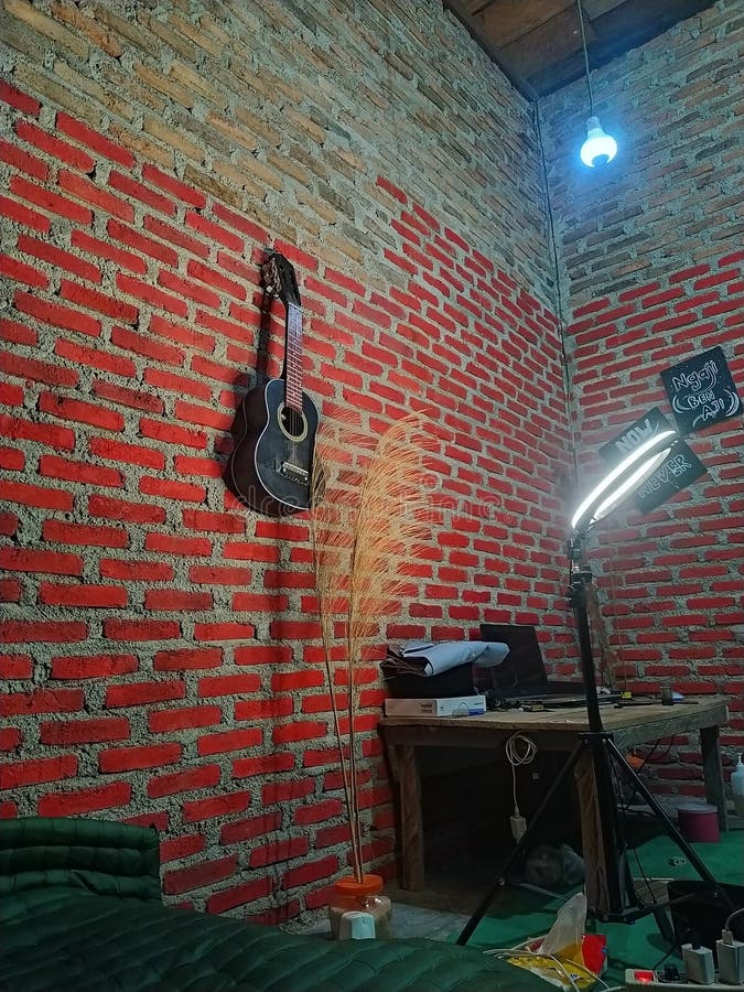 Simple Room Space with Red Brick Walls Stock Image - Image of stage ...