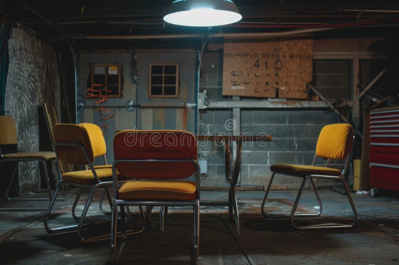 A Simple Room with a Table and Chairs Inside Stock Photo - Image of ...