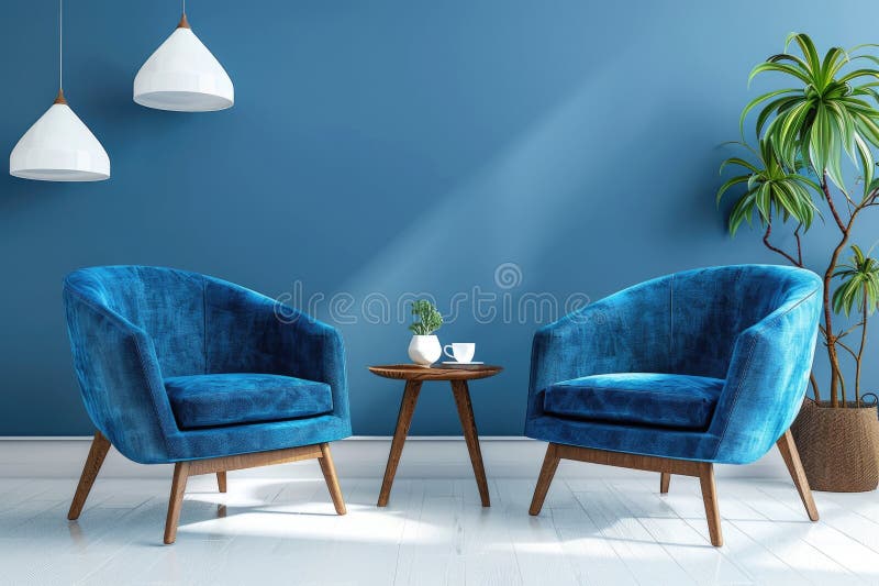 Simple Room with Two Chairs and a Table Stock Image - Image of ...