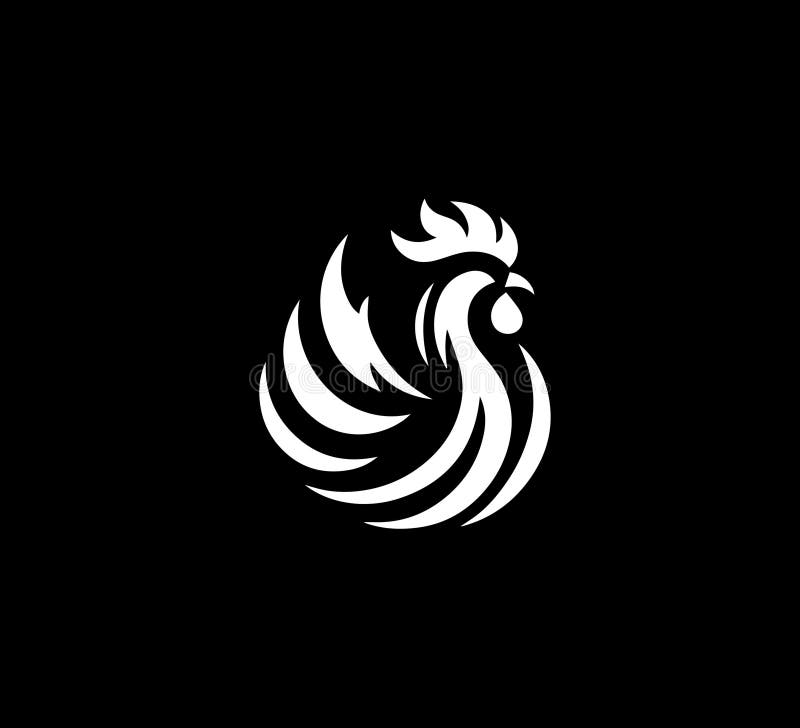 Simple Rooster Chicken Logo Flat Negative Space Stock Vector ...
