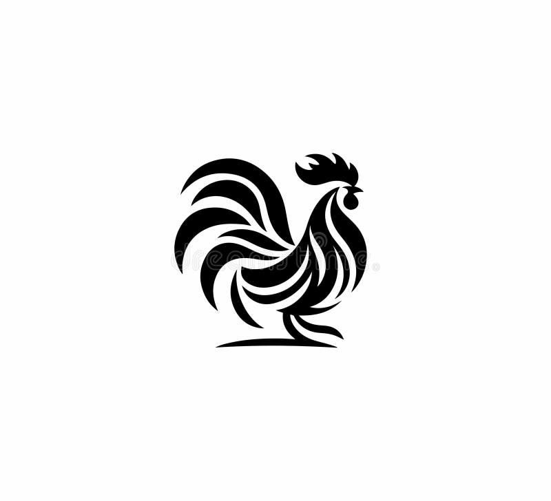 Simple Rooster Chicken Logo Flat Negative Space Stock Vector ...