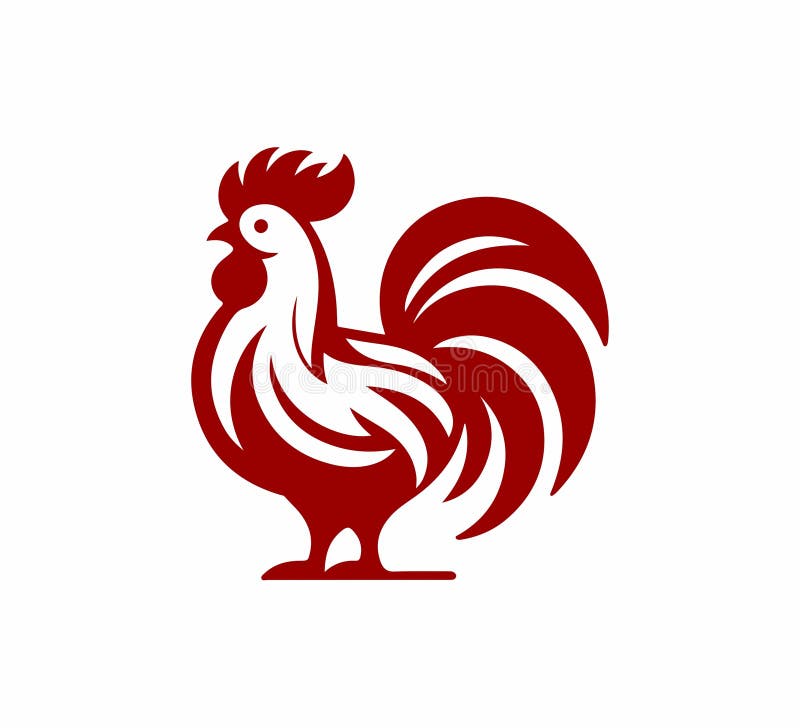 Simple Rooster Chicken Logo Flat Negative Space Stock Vector ...