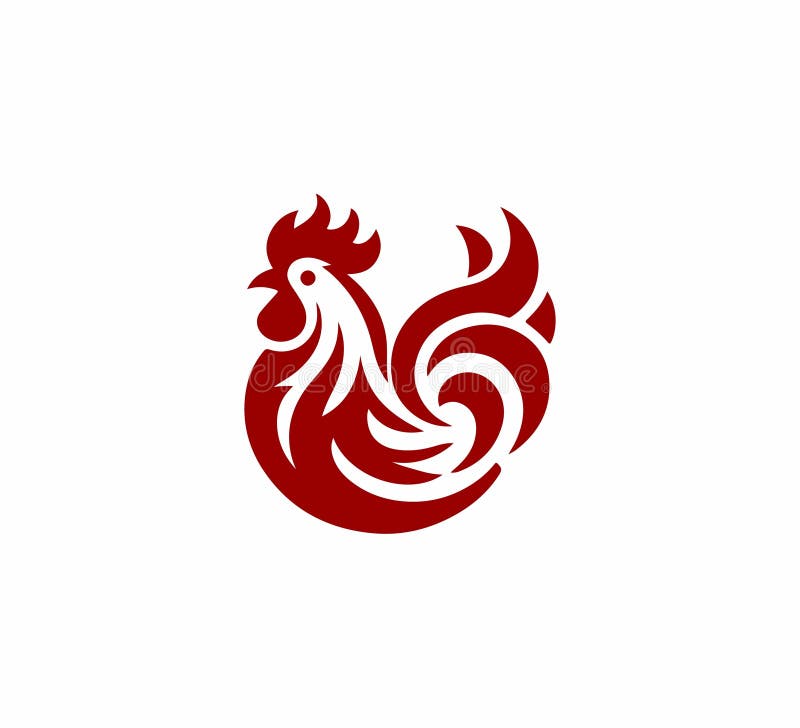 Simple Rooster Chicken Logo Flat Negative Space Stock Vector ...