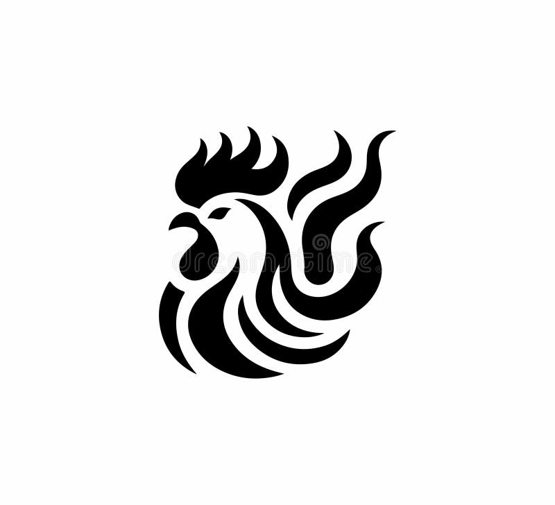 Simple Rooster Chicken Logo Flat Negative Space Stock Vector ...