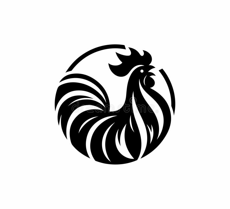 Simple Rooster Chicken Logo Flat Negative Space Stock Vector ...