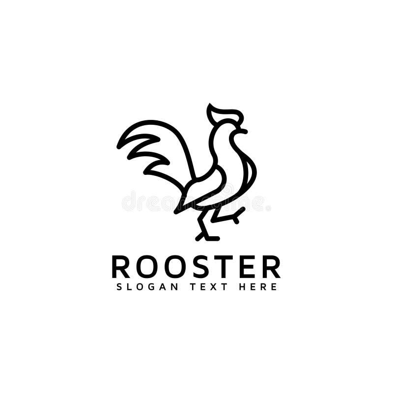 Simple Rooster Logo Design in Line Art Style Icon Animal Vector Stock ...