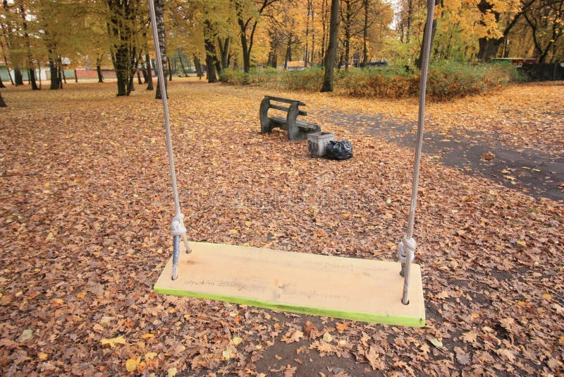 Swings on the Rope in the Park in Fall Stock Image - Image of europe ...
