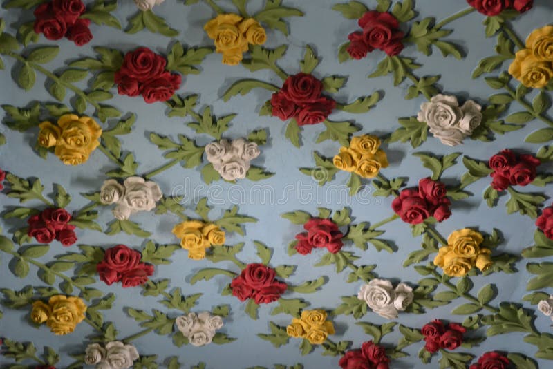 With a Simple Rose Figure Very Beautifully Colored Decorated Ceiling ...