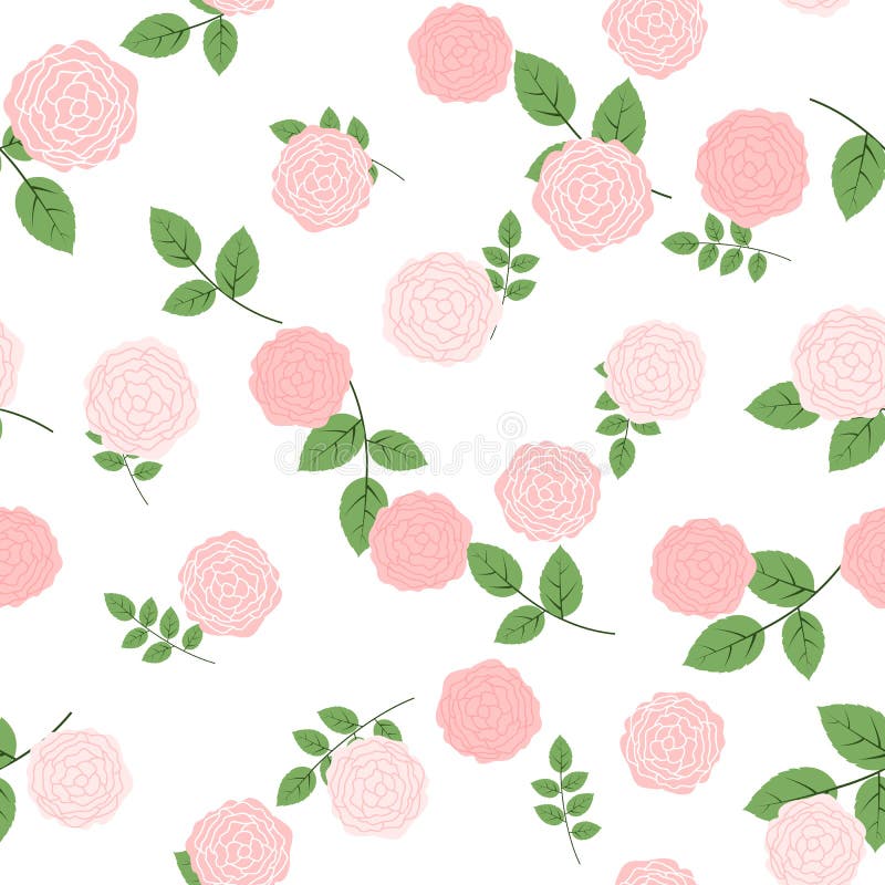 Simple Rose Flower and Leaves Natural Seamless Pattern Background ...