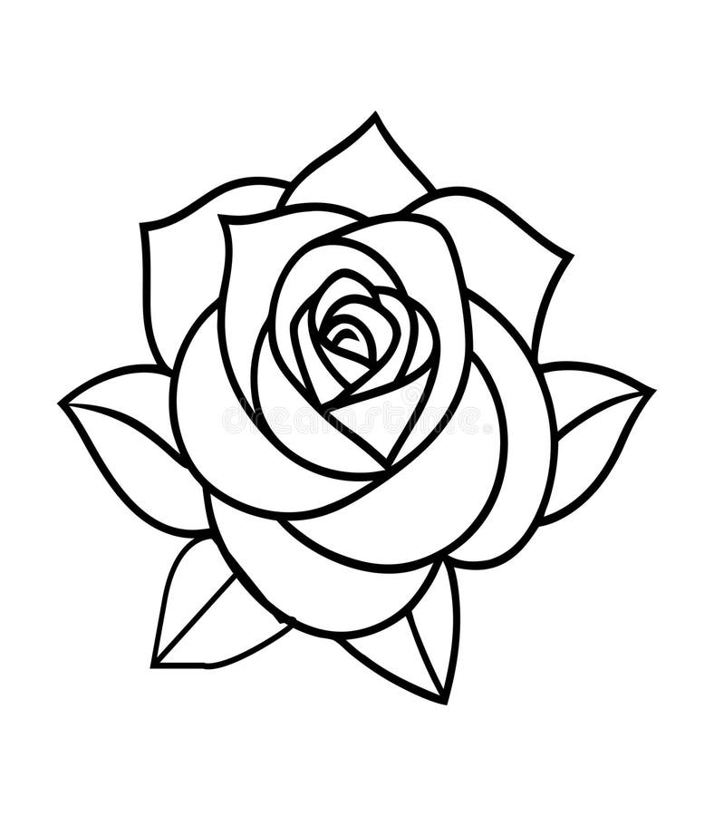 Simple Rose Outline, Rose Vector Art Stock Vector - Illustration of ...