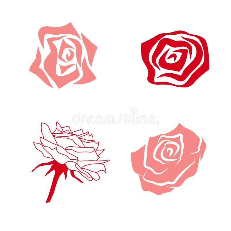 Simple Rose Set stock illustration. Illustration of design - 114247019