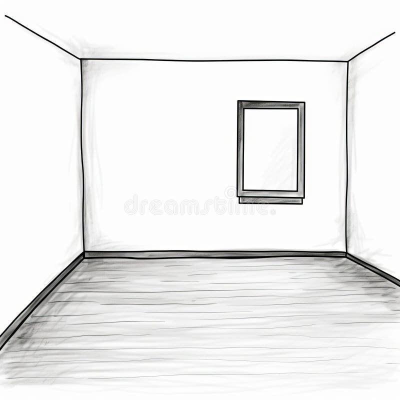 Simple Rough Hand Drawn Sketch of Empty Room Interior Stock ...