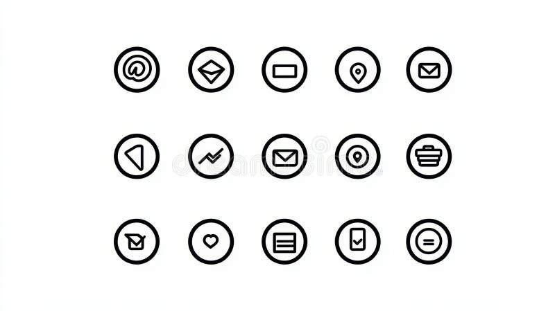 Simple Round Icons Set stock illustration. Illustration of inbox ...