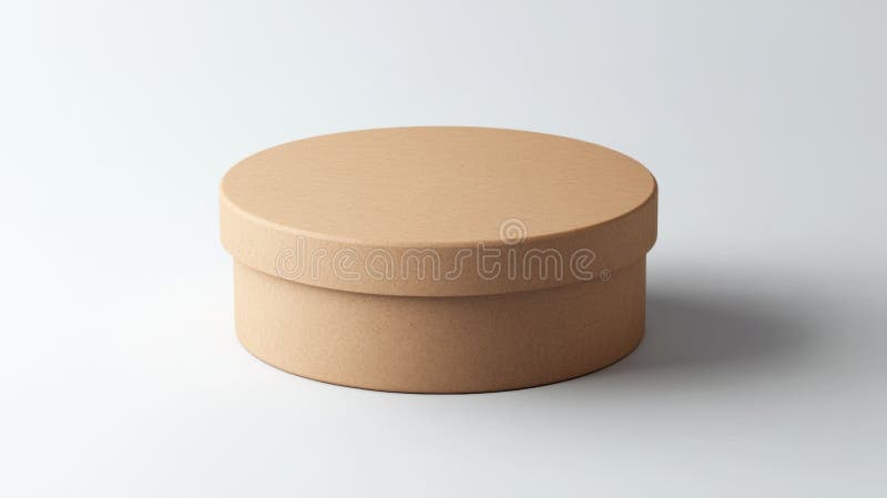 Simple Round Kraft Paper Box with a Lid Stock Illustration ...