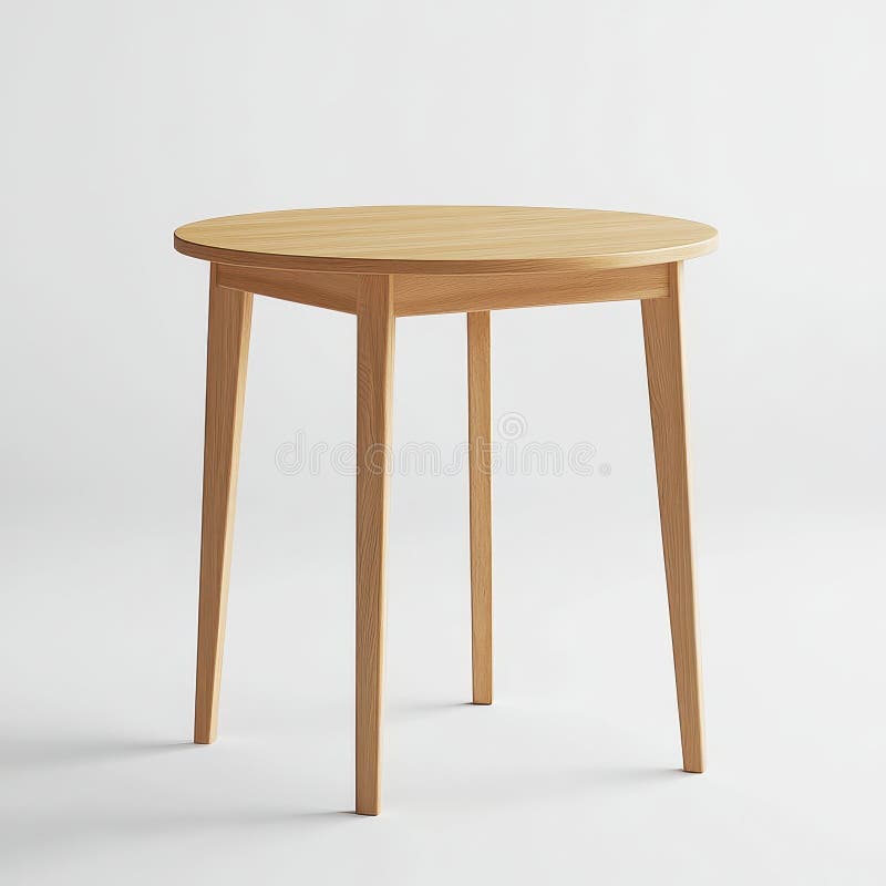 A Simple Round Wooden Table with Four Legs, Suitable for Various ...