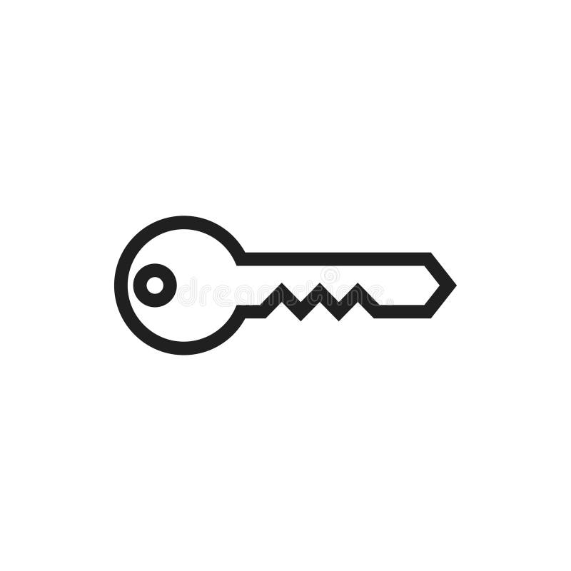 Simple Stroke Rounded Key on White Background. Stock Vector ...