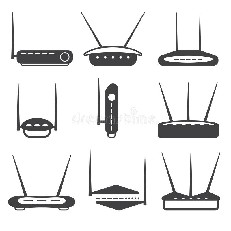 Router Icons with Long Shadow Stock Vector - Illustration of design ...