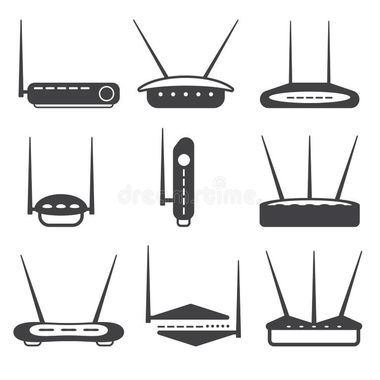 Simple Router Icons Set Vector Design Stock Vector - Illustration of ...