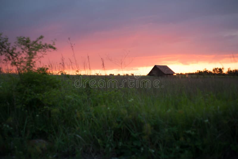 Simple Rural House at Sunset Stock Photo - Image of house, city: 96291340