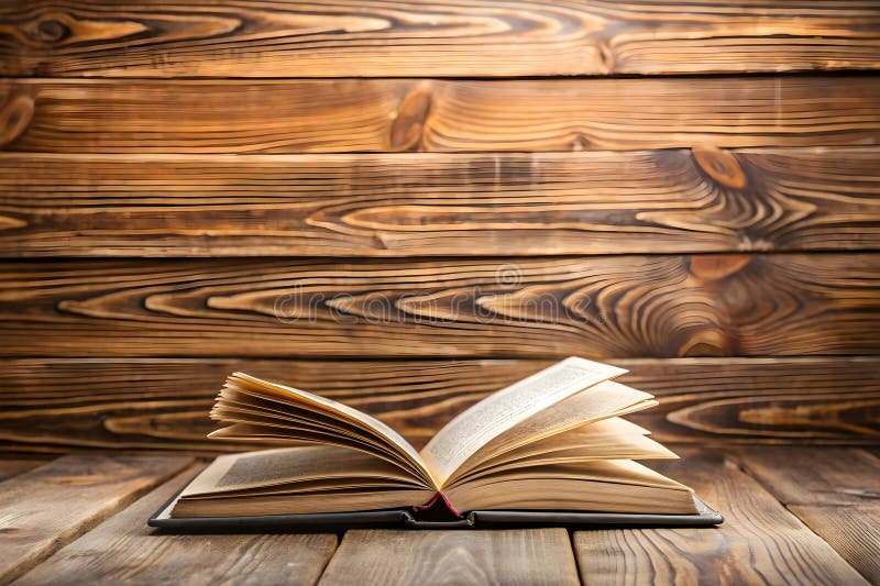 A Book on a Wooden Table with a Wooden Background Stock Illustration ...