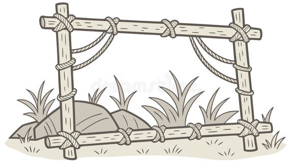 Simple Rustic Log Frame with Grass Accents Vector, Vector Design ...